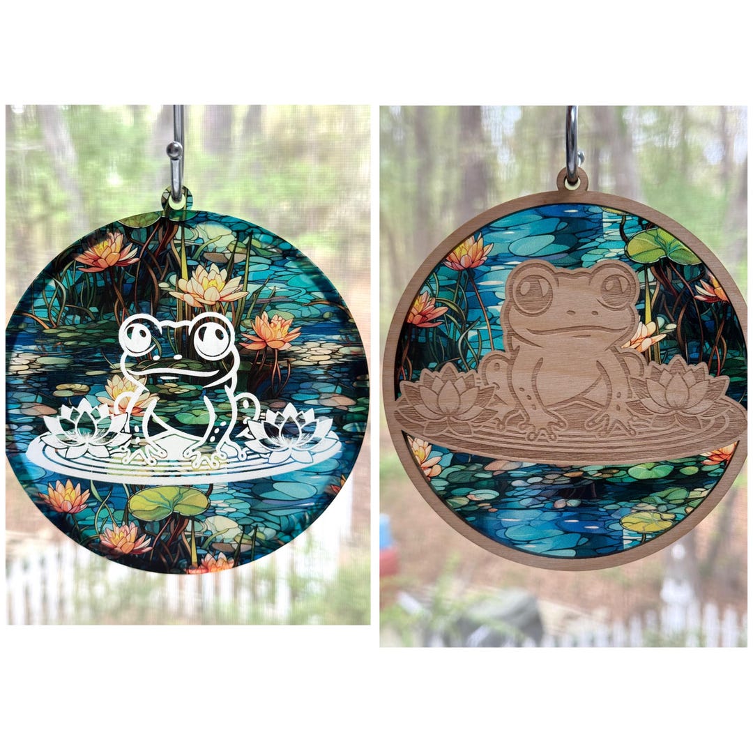 Frog Sun Catcher - Frog on Lilypad Sun Catcher - 2 Versions - DIGITAL ...