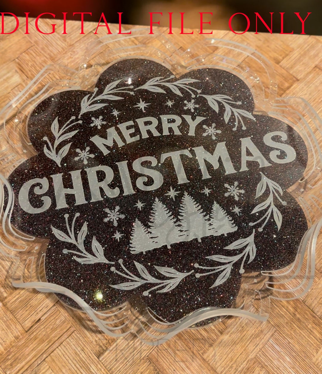 Merry Christmas Scalloped Tray File Acrylic Tray File Christmas Tray ...