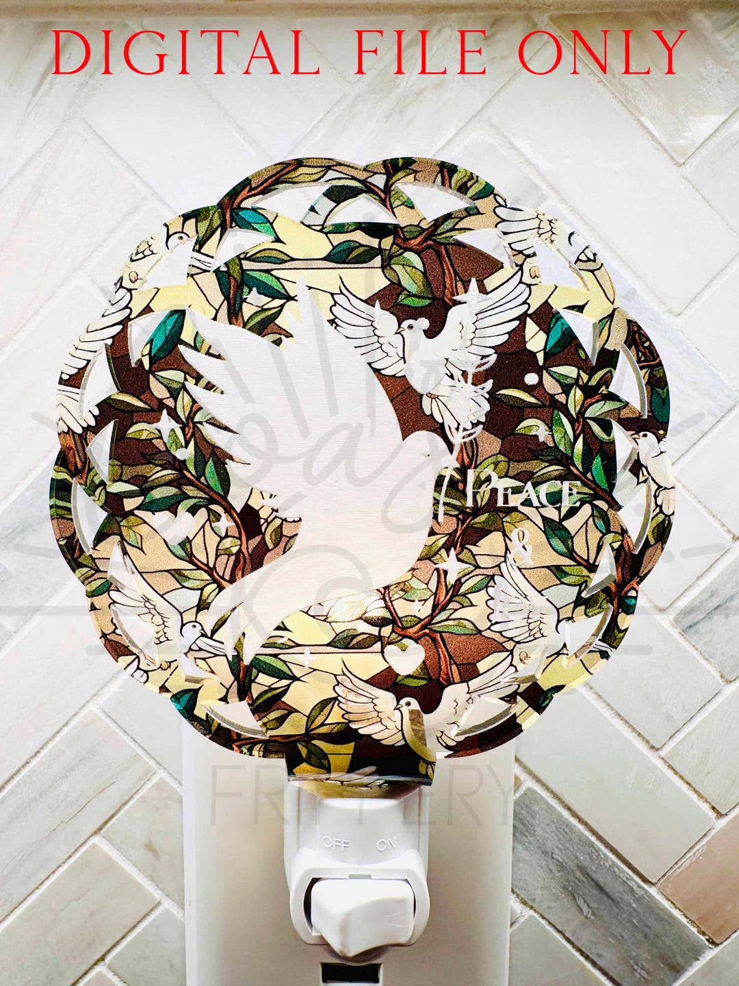 Christmas Dove Night Light- Acrylic Night Light - Heat and Bend Night ...