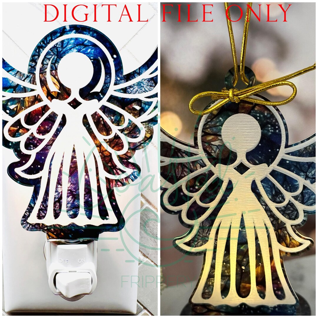 Angel Night Light and Tea Light Ornament Bundle- Acrylic Night Light ...
