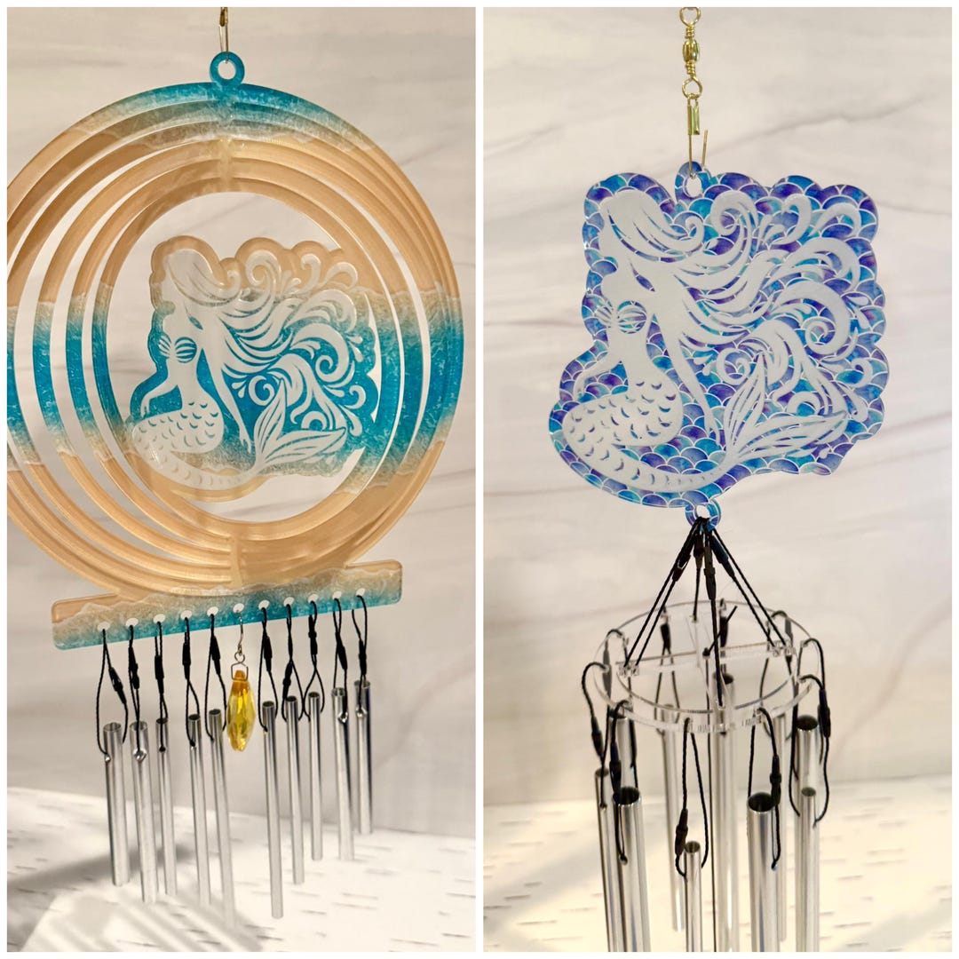 Mermaid Wind Chime Bundle 2 Styles of Wind Chimes- Acrylic Wind Chime ...