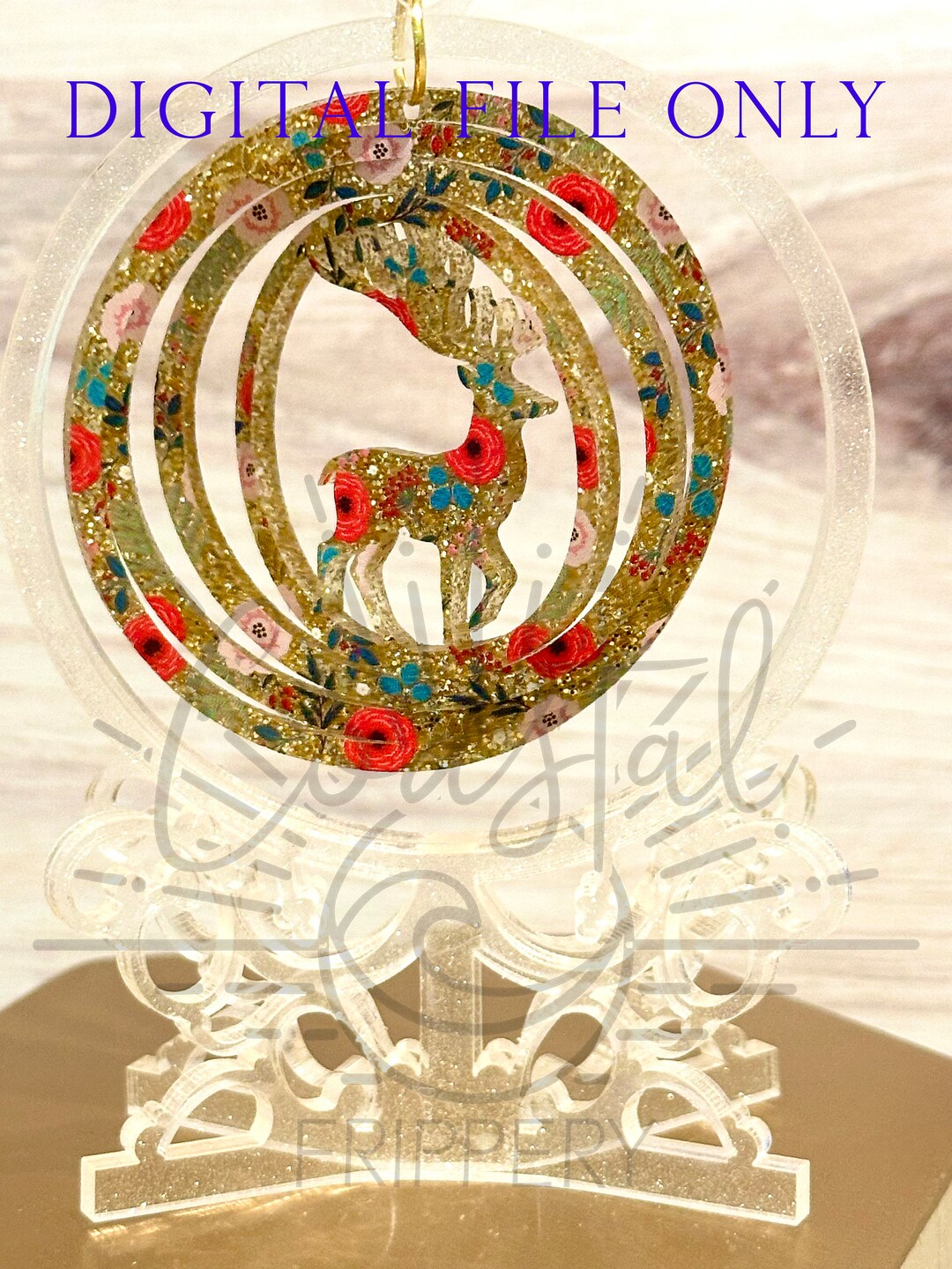 3D Christmas Snow Globe Spinner Ornament - Reindeer Spinner Ornament ...