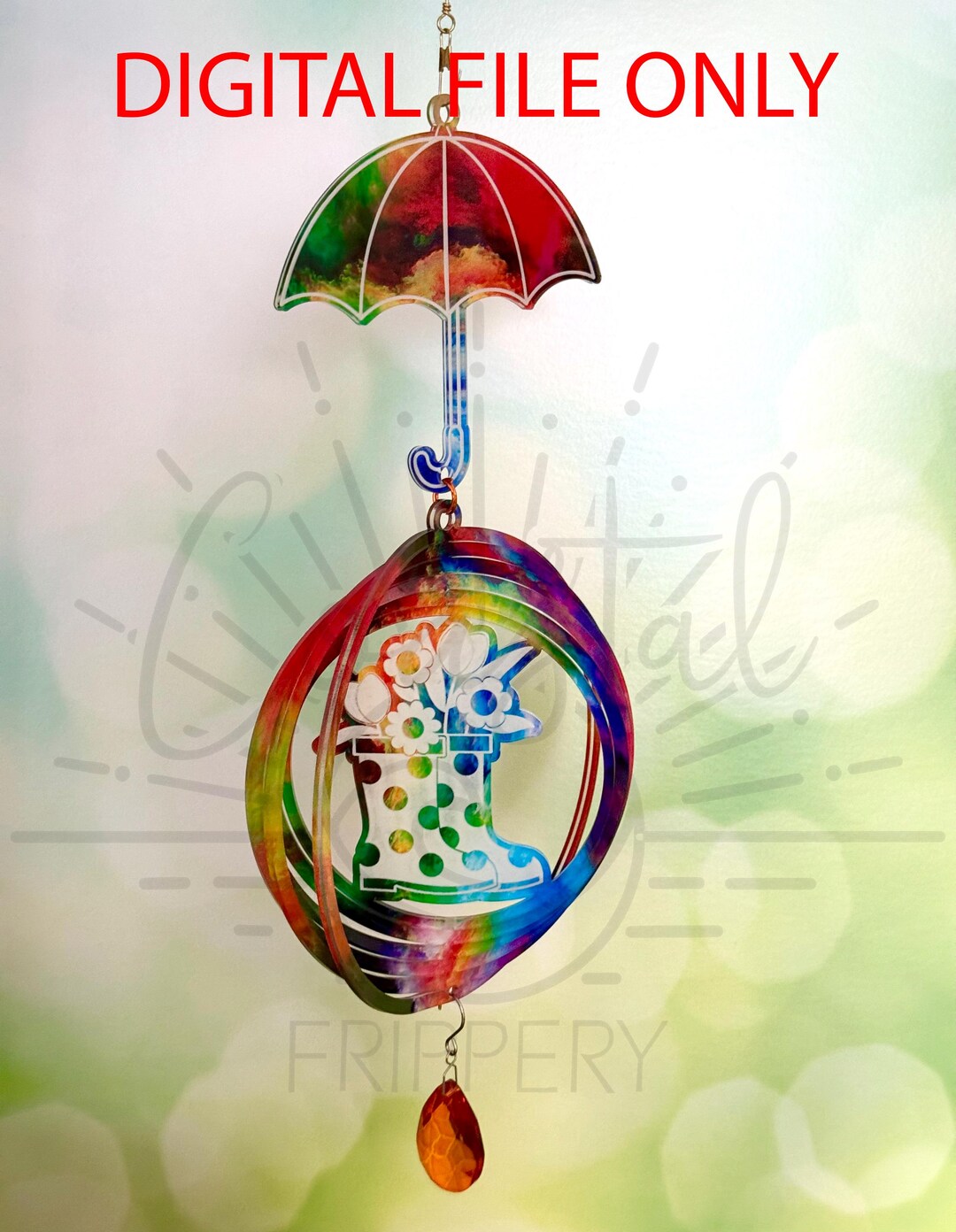 Umbrella and Rainboots Wind Spinner - Acrylic Wind Spinner - DIGITAL ...