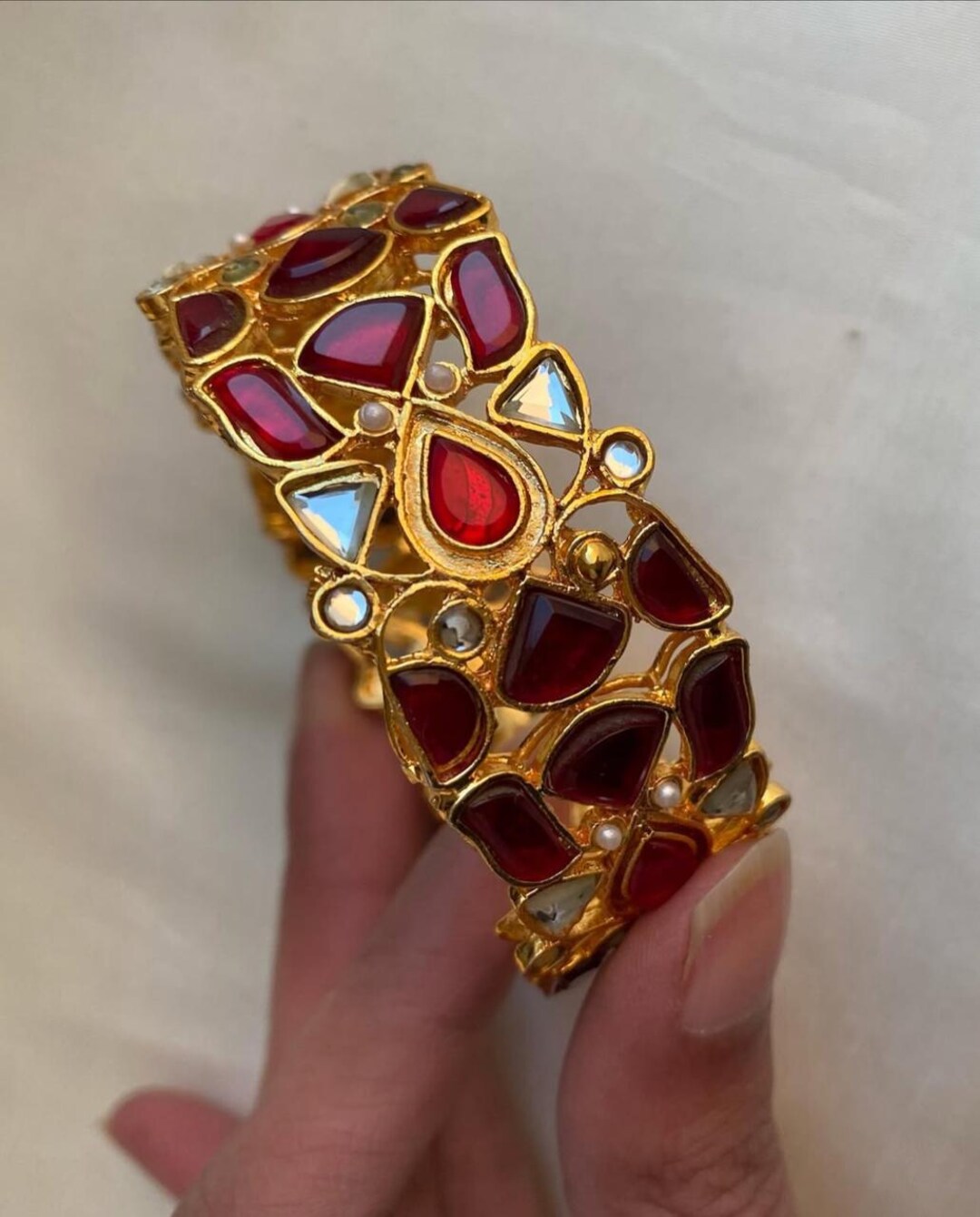 Traditional Kundan Pakistani Bangle - Exquisite Openable Kundan Bangle ...