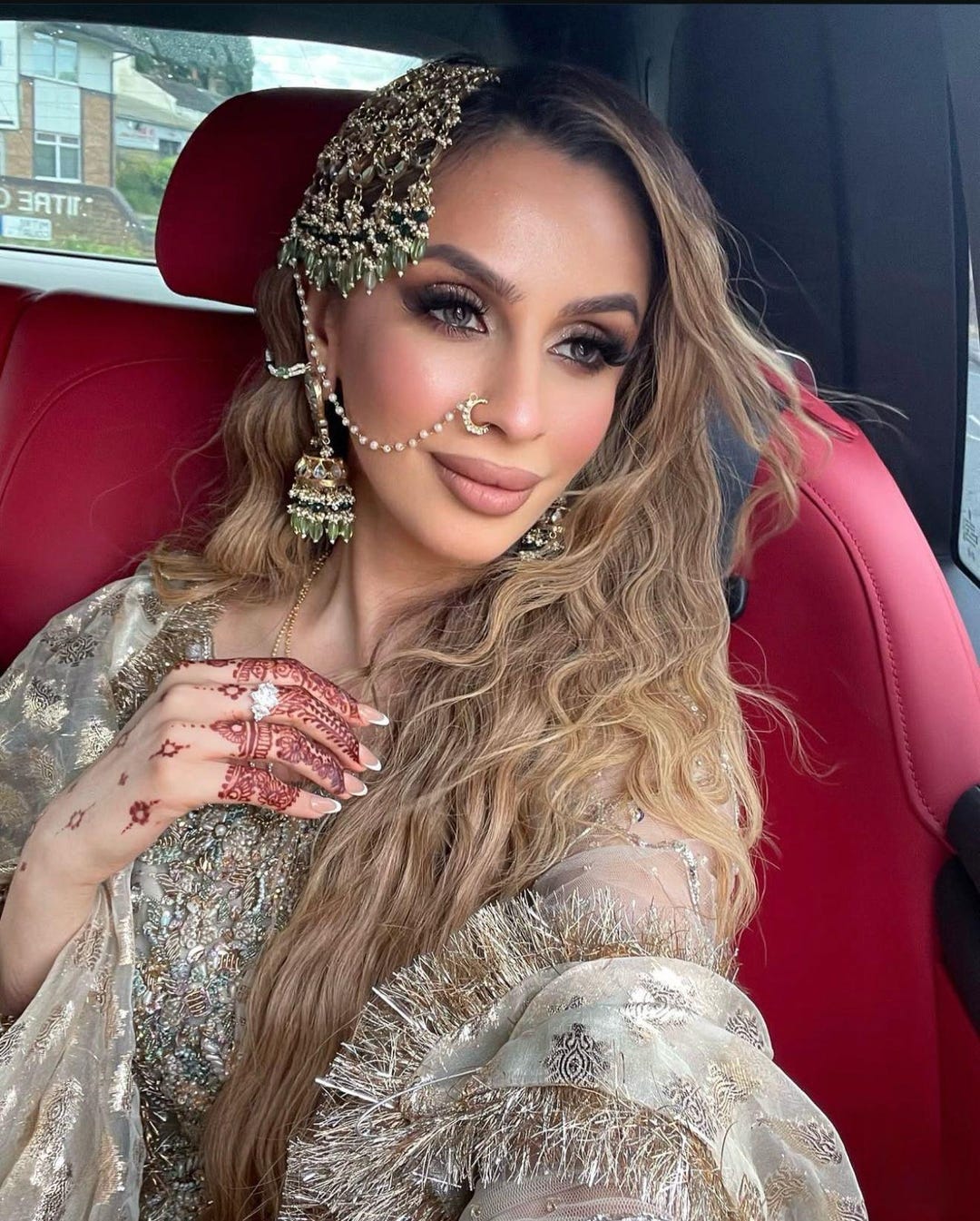 Pakistani Handmade Heavy Farshi Kundan Bridal Jhumar Set With Earrings ...