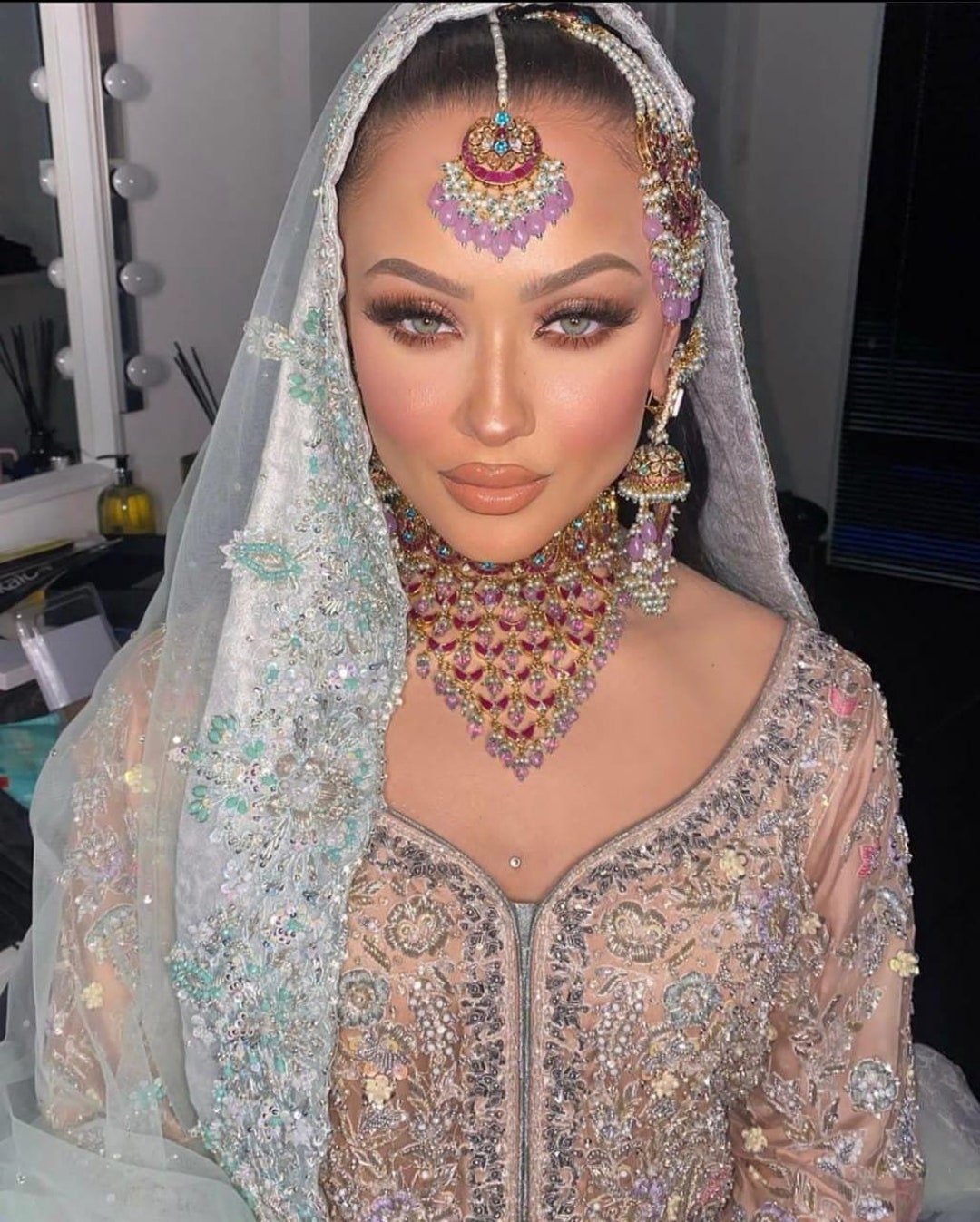Pakistani/ Indian Kundan Bridal Set | Stone Beaded Jewellery | Semi ...