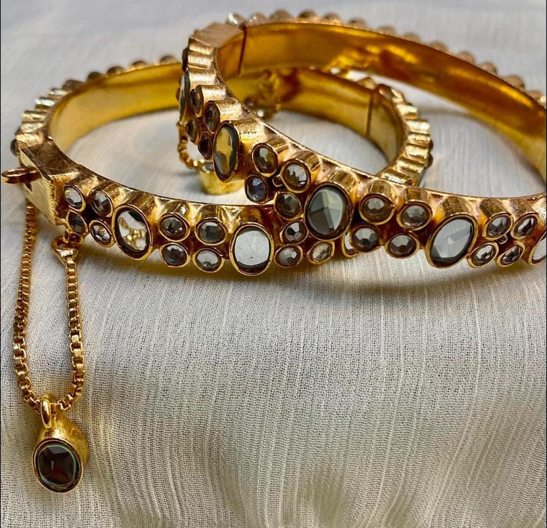 Handmade Openable Kundan Bangle Pair | Pakistani Cultural Kundan Choori ...