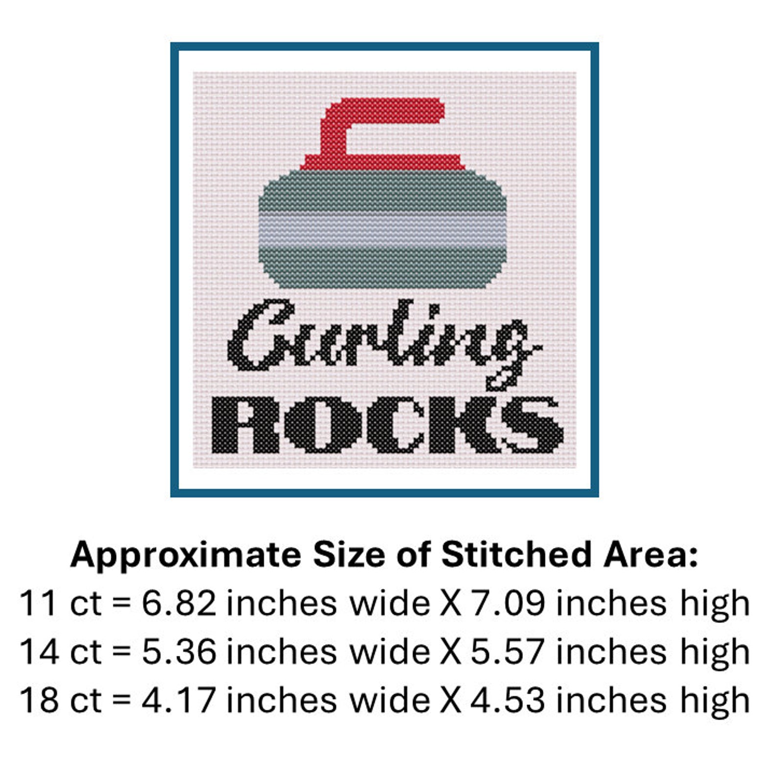 Cross Stitch Pattern Chart, Curling Rock Stone, Easy Small Pattern ...