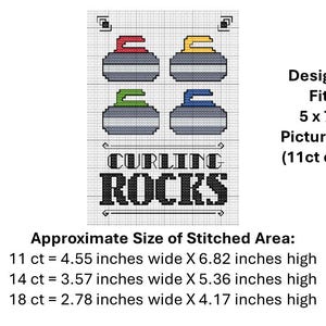 Cross Stitch Pattern Chart, Curling Rocks Stones Sports, Easy Small ...