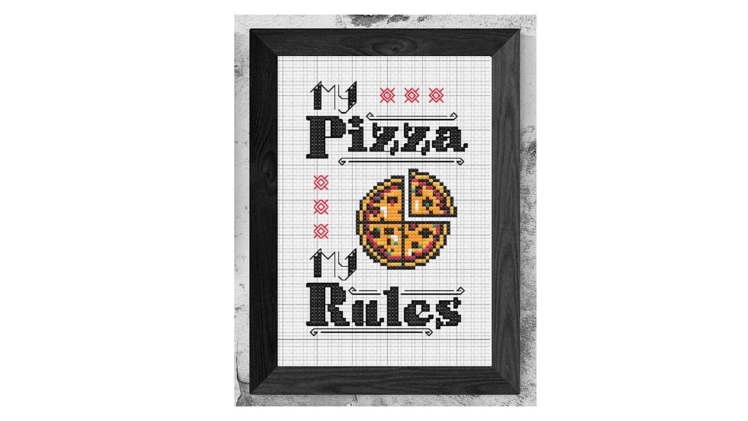 Cross Stitch Pattern Chart, Pizza Food Rules, Easy Small Pattern ...