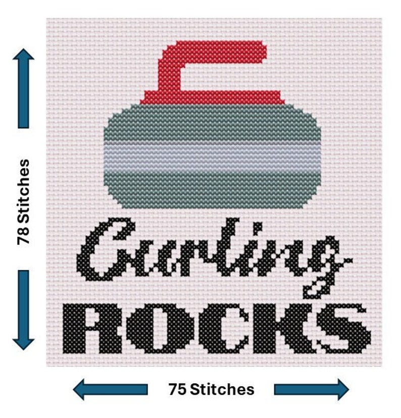 Cross Stitch Pattern Chart, Curling Rock Stone, Easy Small Pattern ...