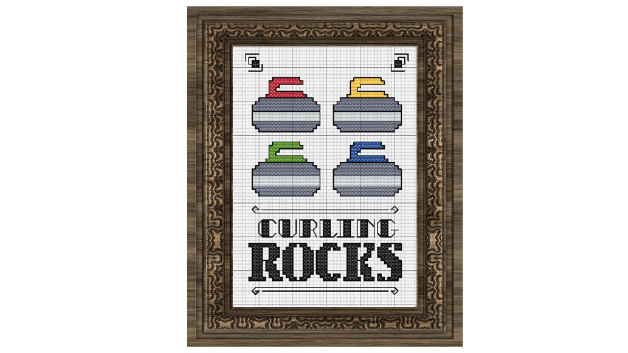 Cross Stitch Pattern Chart, Curling Rocks Stones Sports, Easy Small ...