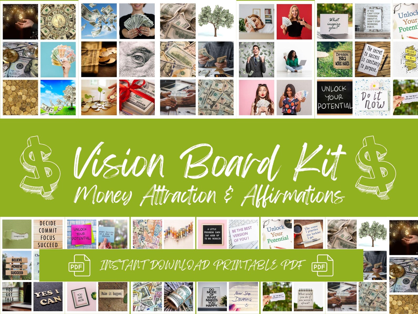 2025 Money Manifest Vision Board Kit for Money, Vision Board Printable ...