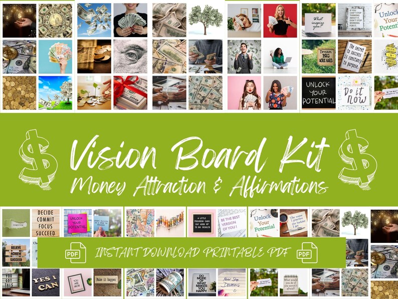2025 Money Manifest Vision Board Kit for Money, Vision Board Printable ...
