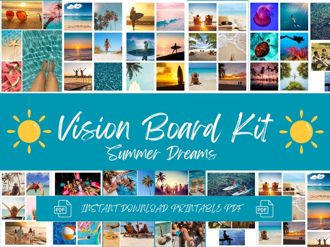 2025 Vision Board Kit for Summer, Vision Board Printable, Vision Board ...