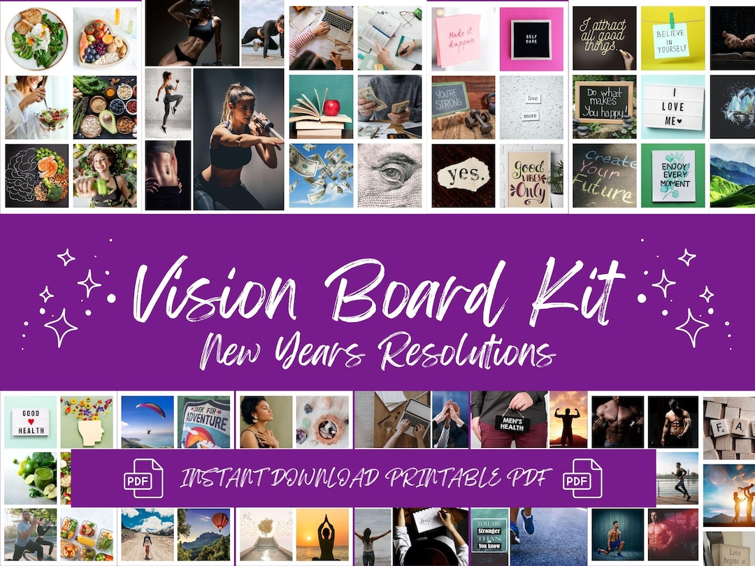 2025 Vision Board Kit for New Year Resolutions, Vision Board Printable ...
