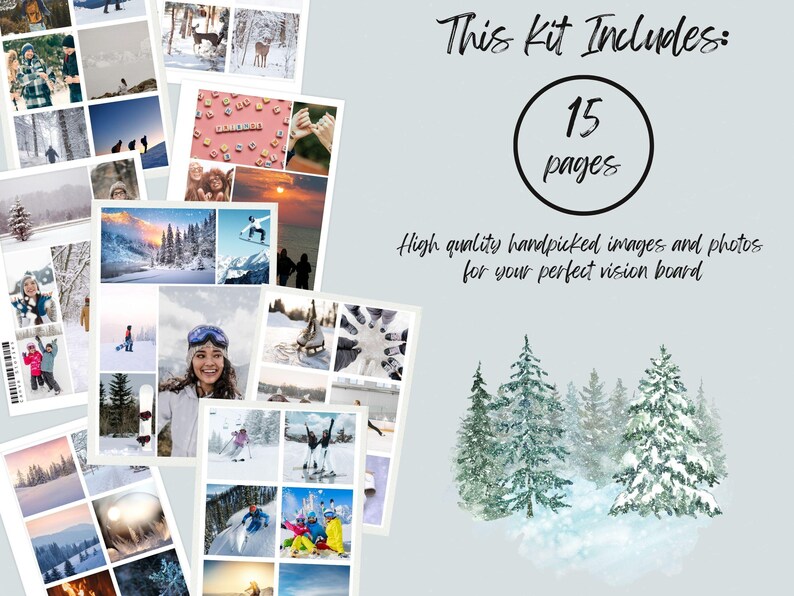 2025 Vision Board Kit for Winter, Vision Board Printable, Winter ...