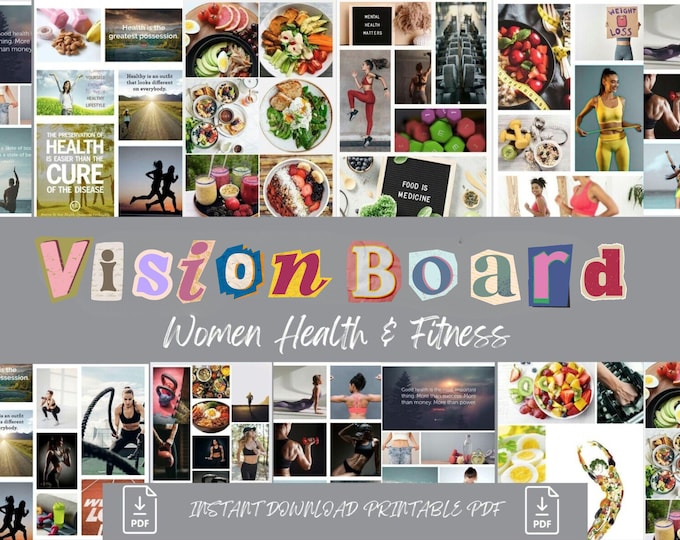 2026 Women's Health & Fitness Vision Board Kit Printable Goal Setting ...