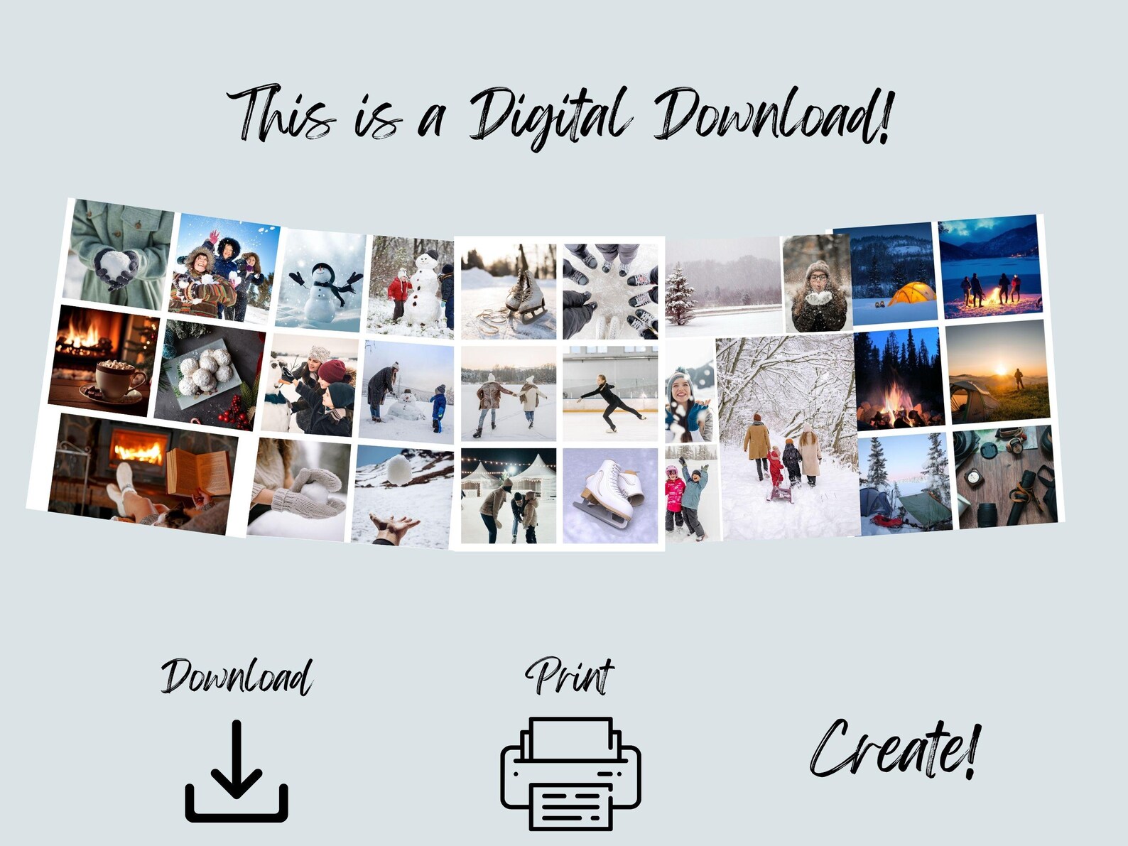 2025 Vision Board Kit for Winter, Vision Board Printable, Winter ...