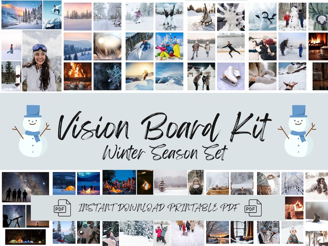 2025 Vision Board Kit for Winter, Vision Board Printable, Winter ...