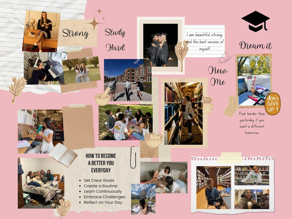 College Vision Board Kit, Printable Photo Collage (digital Download) - Etsy