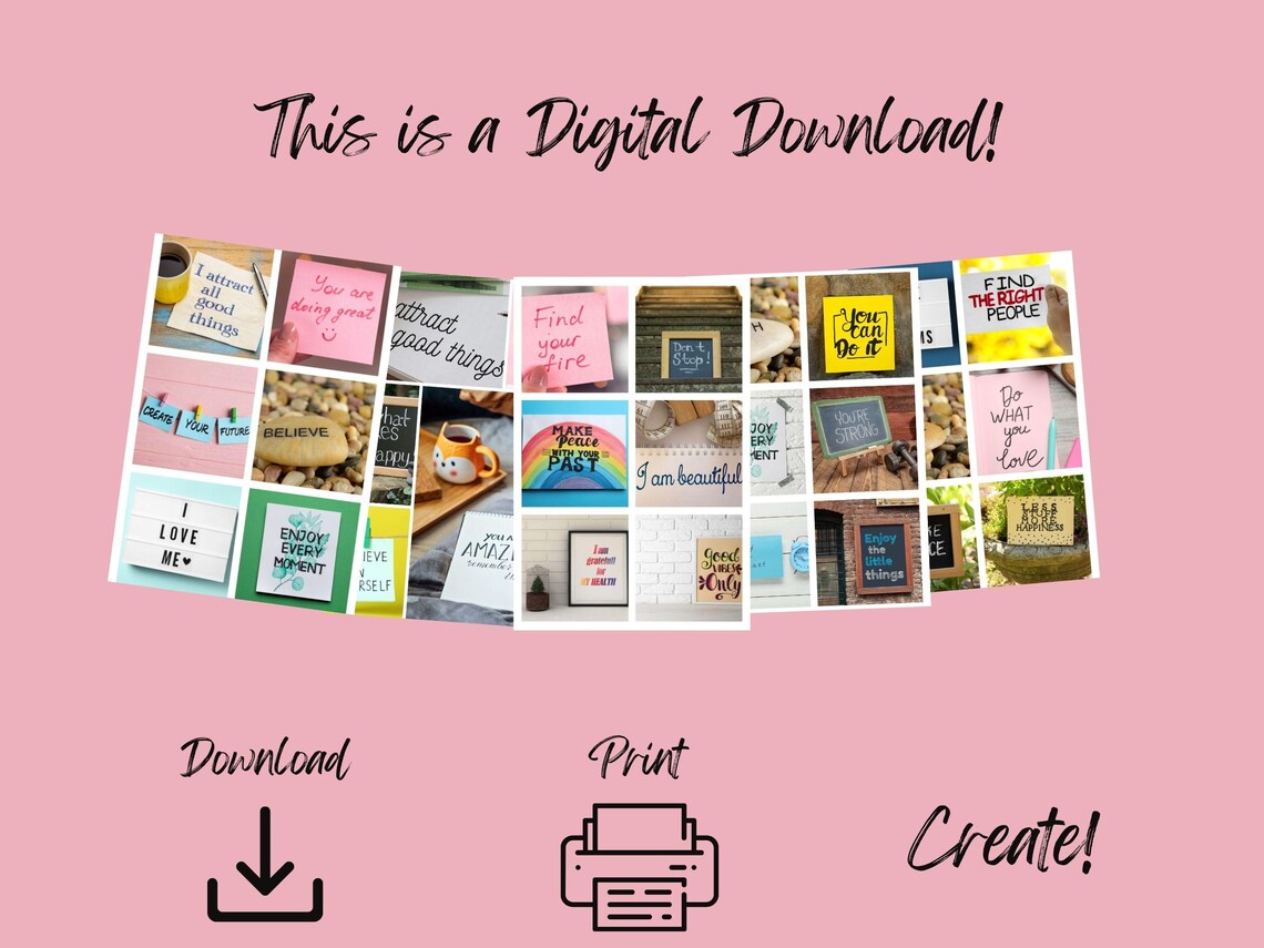 2026 Vision Board Kit Positive Affirmations & Quotes (printable PDF) - Etsy