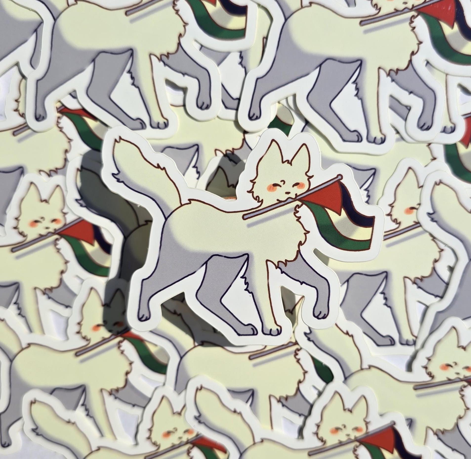 Palestine Cat Stickers | Weatherproof Vinyl Glossy Sticker-cute Water ...