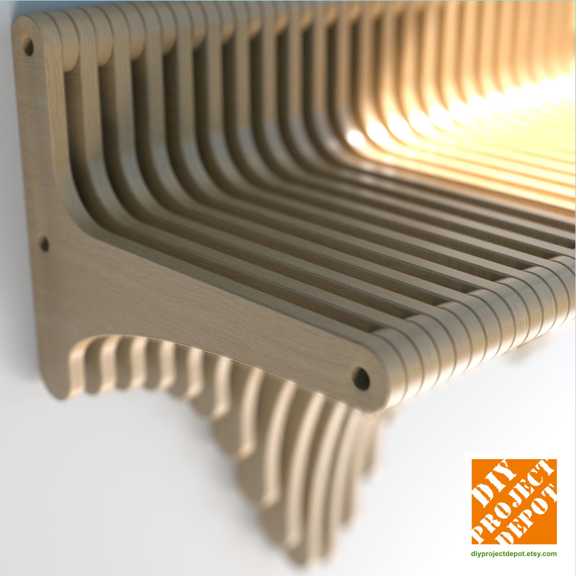 Parametric Shelf, Files for CNC or Laser Cutter, Modern Wavy Layered 3D ...