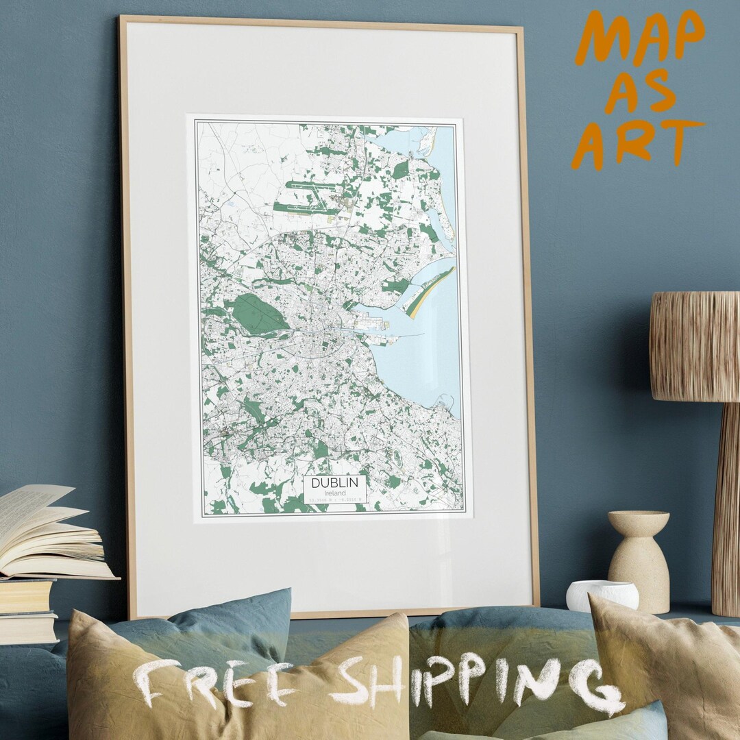 Modern Dublin Map Art Print | Outdoor and Indoor | Minimal Wall Decor ...