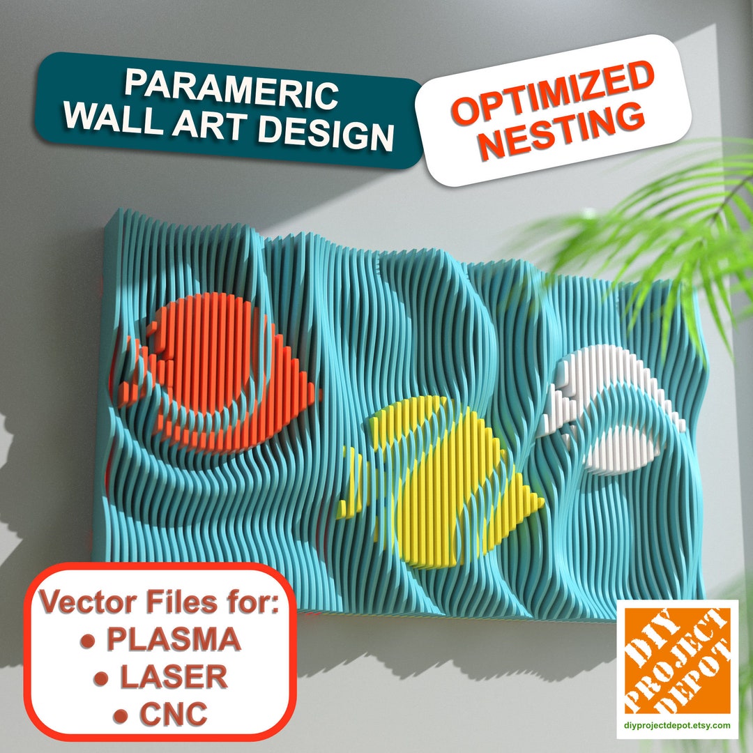Fishes Parametric Wall Art for CNC or Laser, Gift for Aquariumist ...