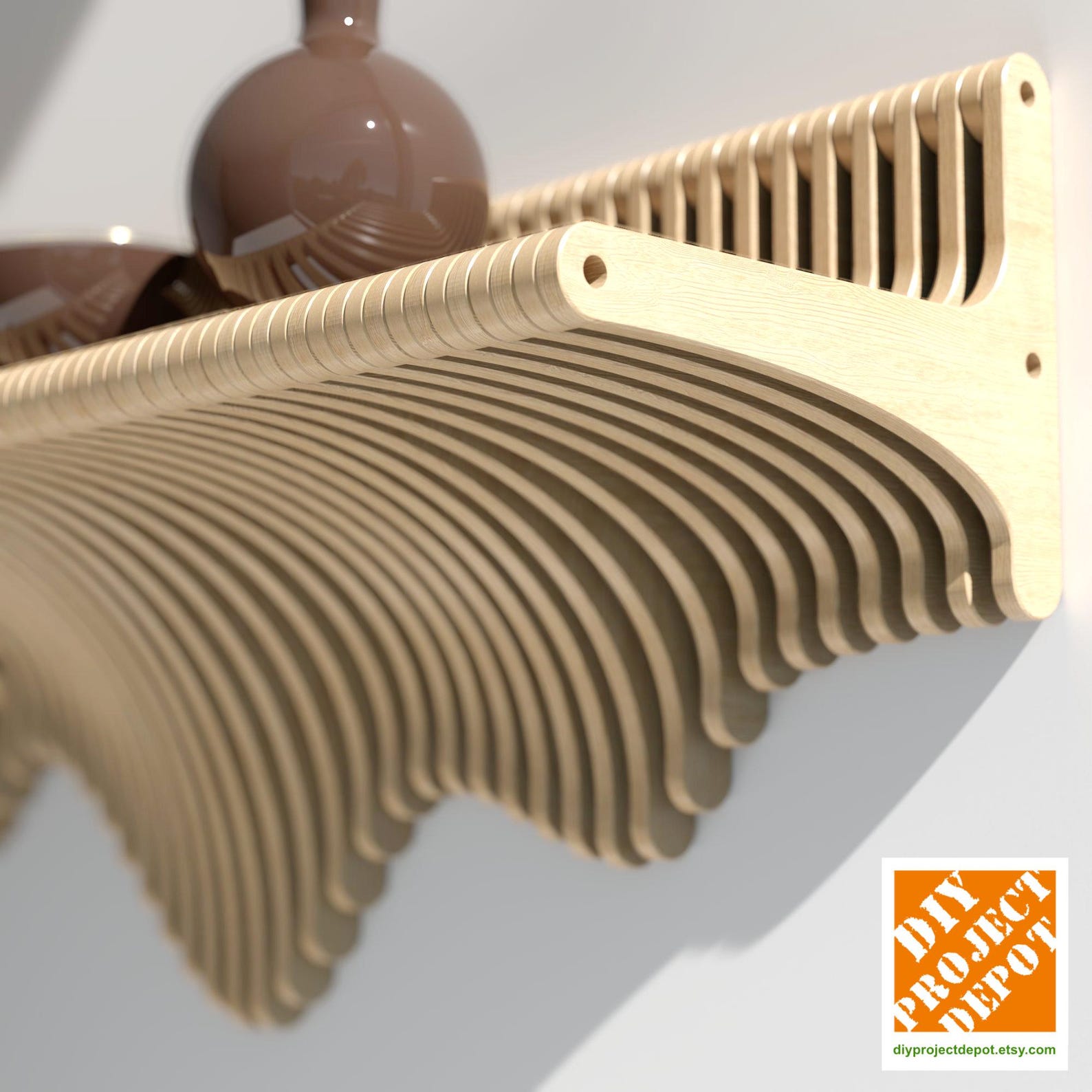 Parametric Shelf, Files for CNC or Laser Cutter, Modern Wavy Layered 3D ...
