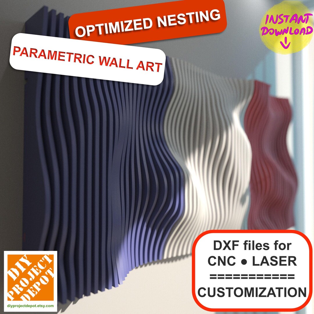 Parametric Flag Wall Art, 3D Waving Flag Panels for CNC or Laser Cutter ...