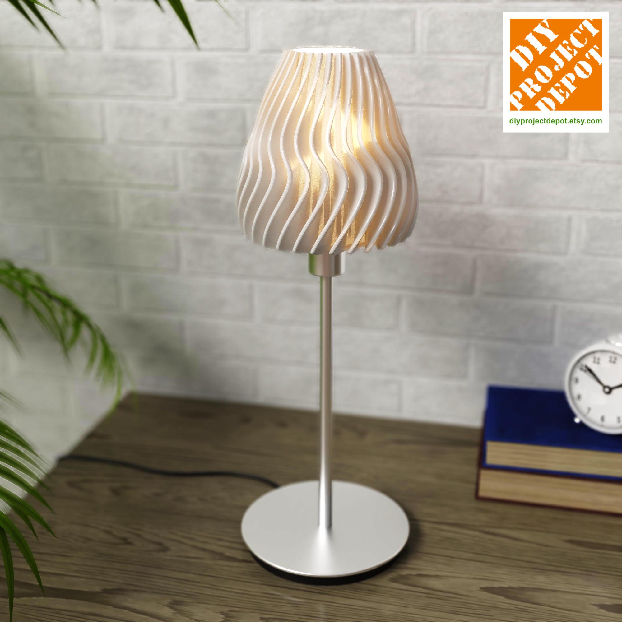 3D Printed Wavy Lamp STL File | Ikea SKAFTET Lampshade Mod | DIY Lamp ...