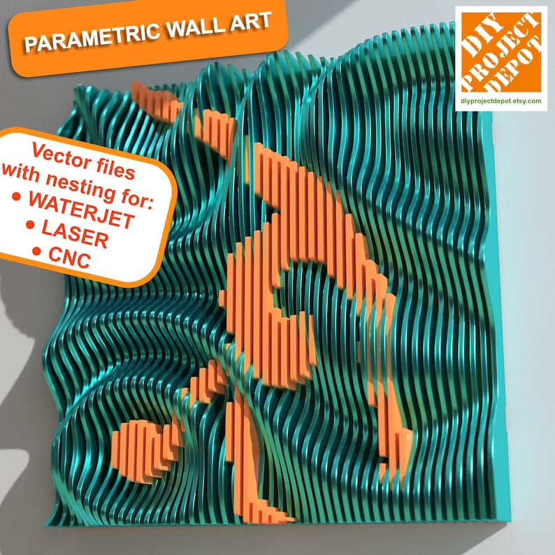 Parametric Gymnast Wall Art for CNC or Laser, 3D Wavy Design, Optimized ...