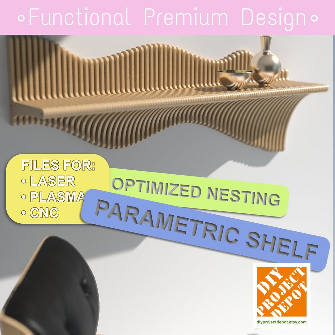 Wavy Parametric Shelf, Optimized Nesting, Premium Furniture Files for ...