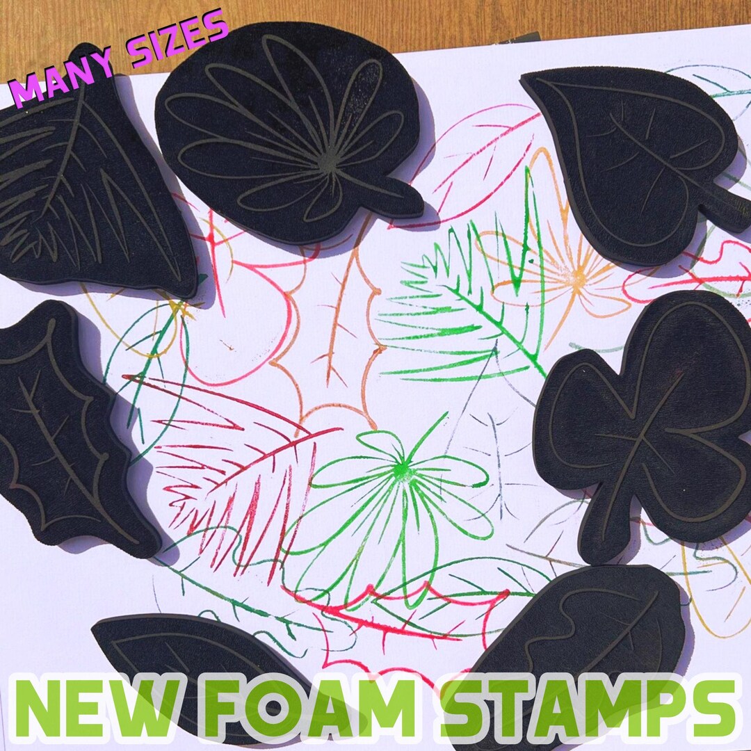 Leaves Foam Stamps Kit for Block Printing | 7 Stamps Set for Mixed ...