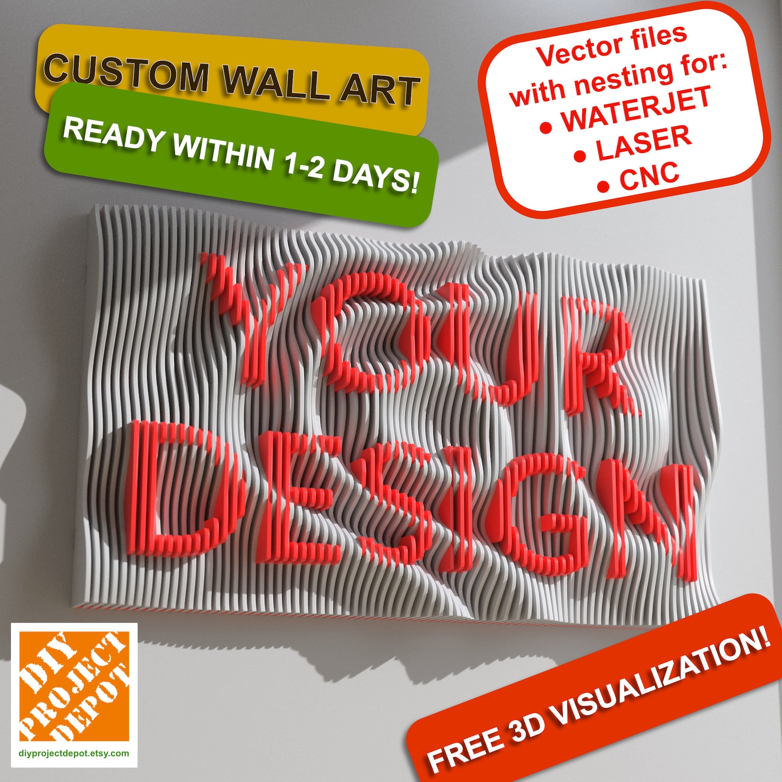 Custom Parametric Wall Art for Laser or CNC, Optimized Nesting, Premium ...