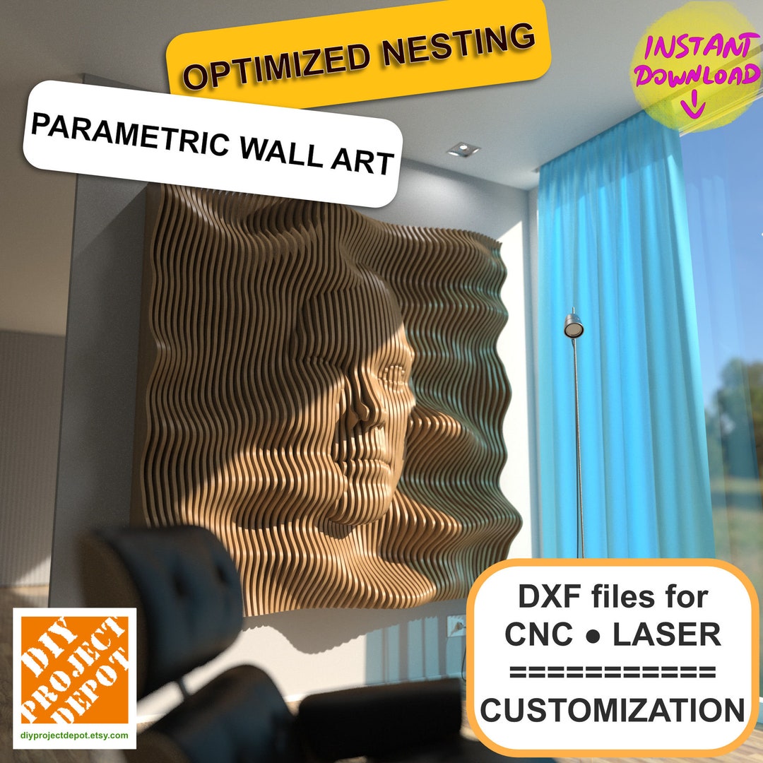 Face Parametric Wall Art, Files for CNC or Laser Cutter, Optimized ...
