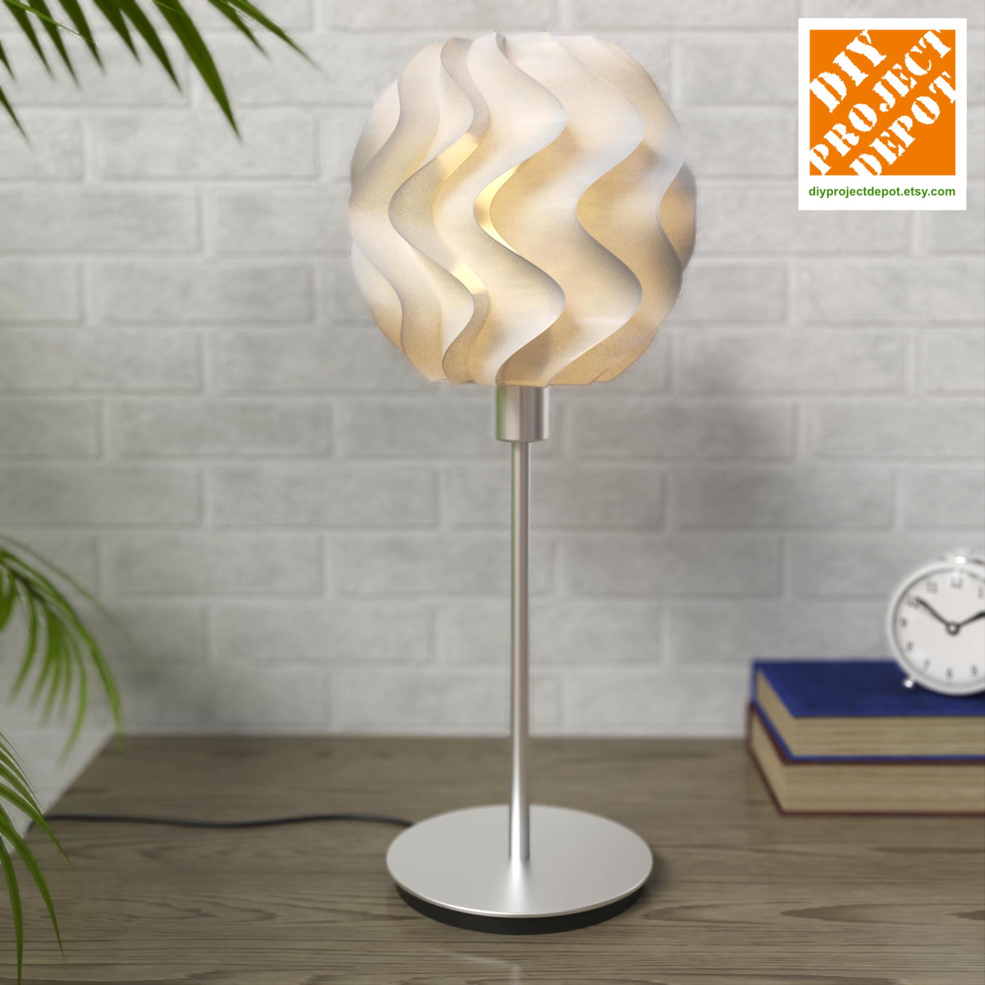3D Printed Wavy Lamp STL File | Ikea SKAFTET Lampshade Mod | DIY Lamp ...
