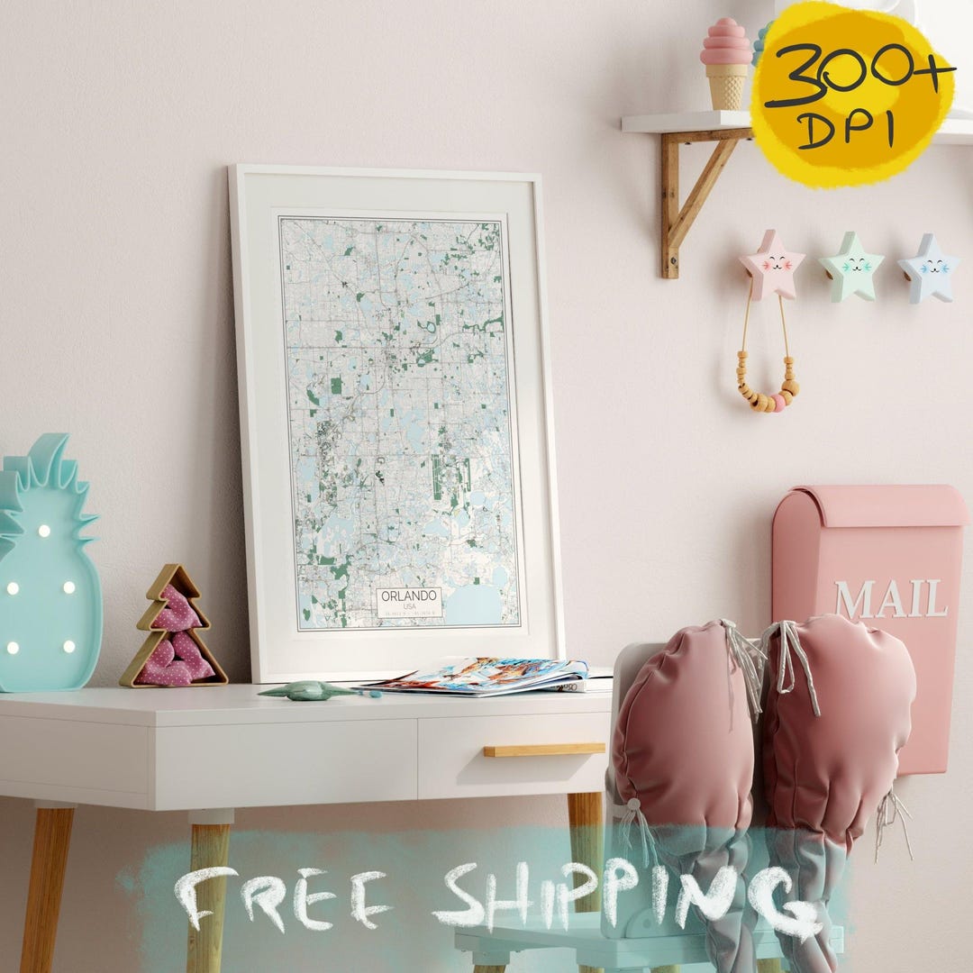 Modern Orlando Map Art Print | Horizontal and Vertical | Minimal Wall ...