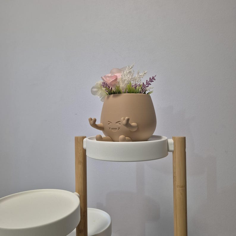 Happy Face Planter Decor, Cute Peace Sign Flower Pot, Unique 3D Printed ...