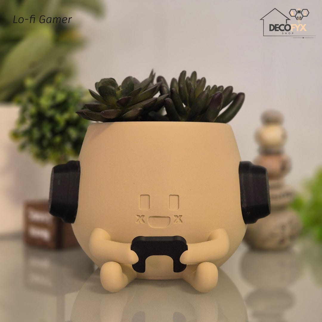 Cozy Gamer Desk Planter, Cute Gaming Pot Plant, Gamer Themed Home Decor ...