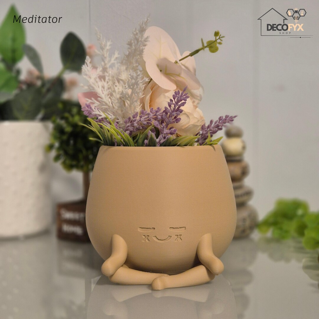 Zen Yoga Face Planter: 3D Printed Meditator Pot Plant - Etsy