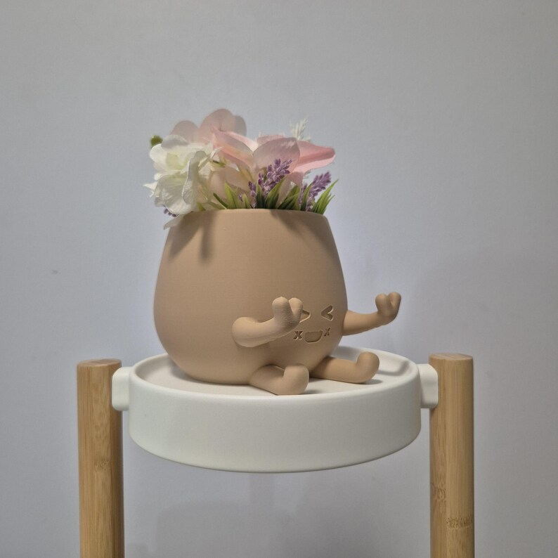Happy Face Planter Decor, Cute Peace Sign Flower Pot, Unique 3D Printed ...