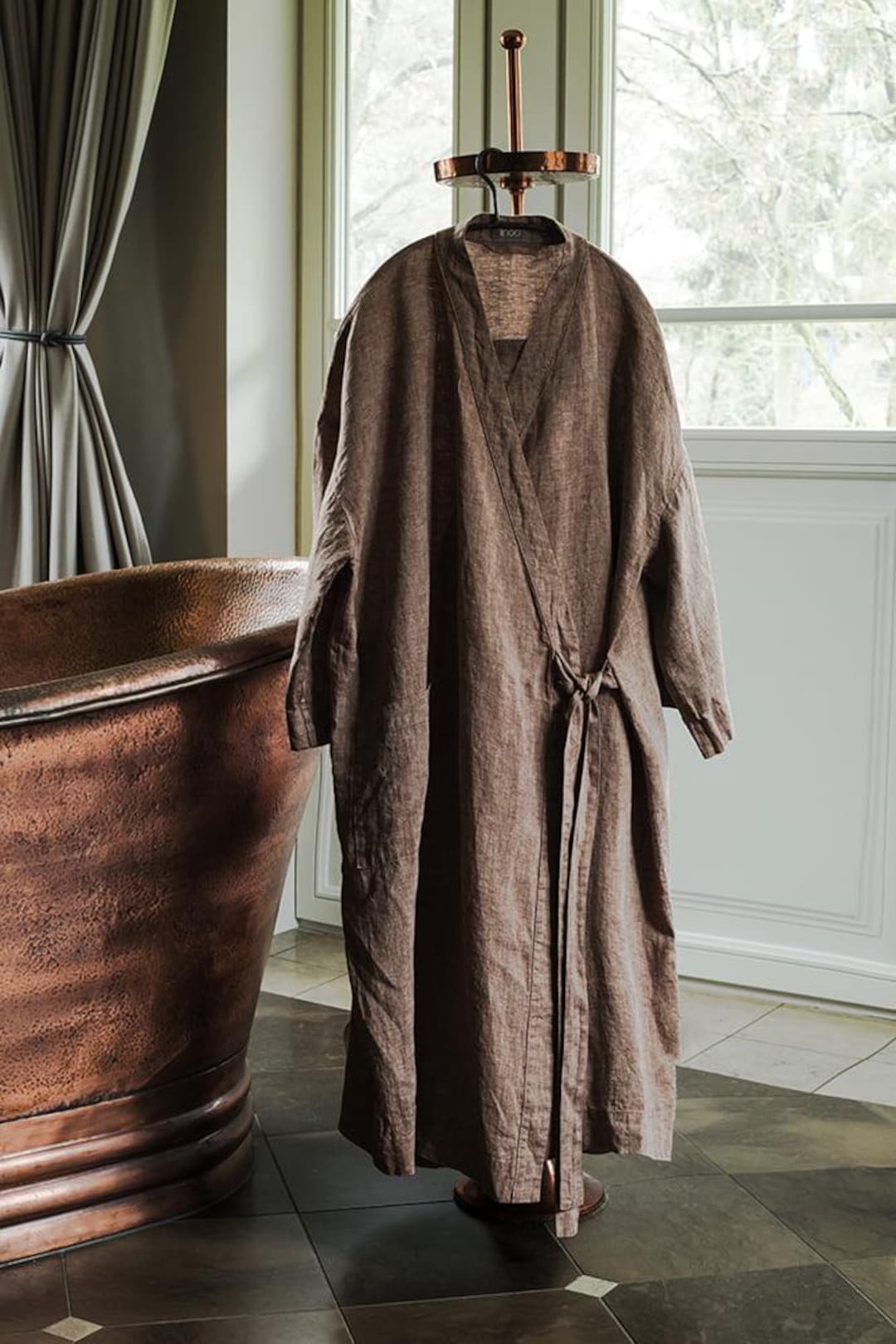 LIUSE - Chic Unisex Linen Robe - Stylish and Cozy, Premium Quality ...