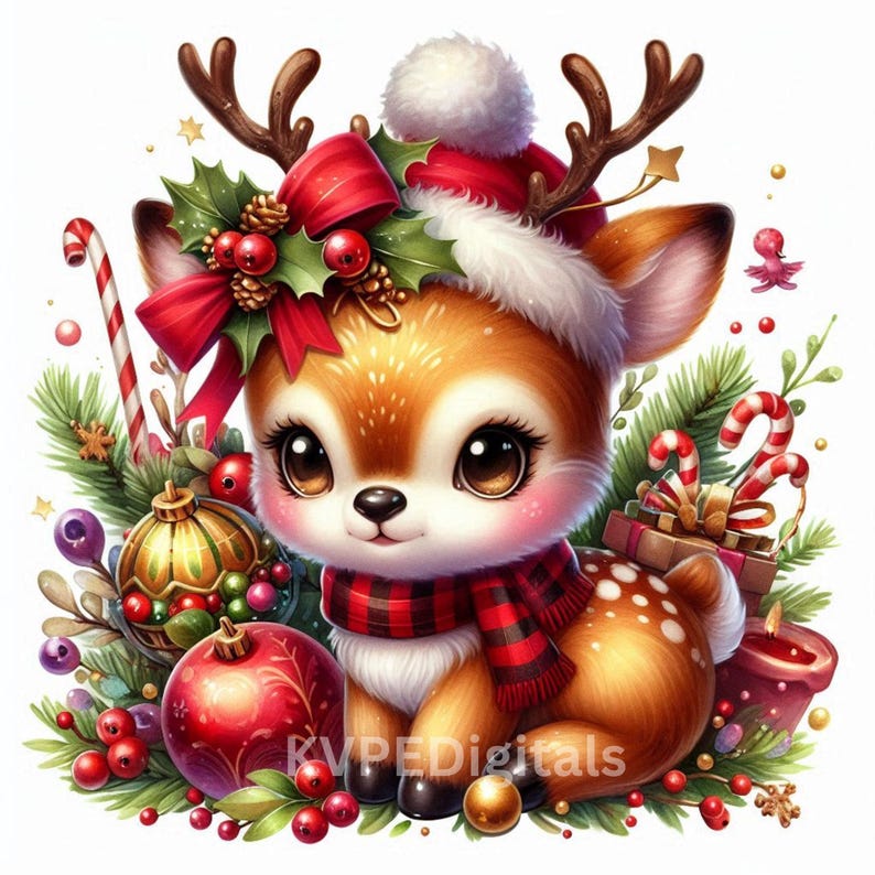 Christmas Reindeer 16 Jpeg Christmas Animal Clipart Bundle, Winter ...
