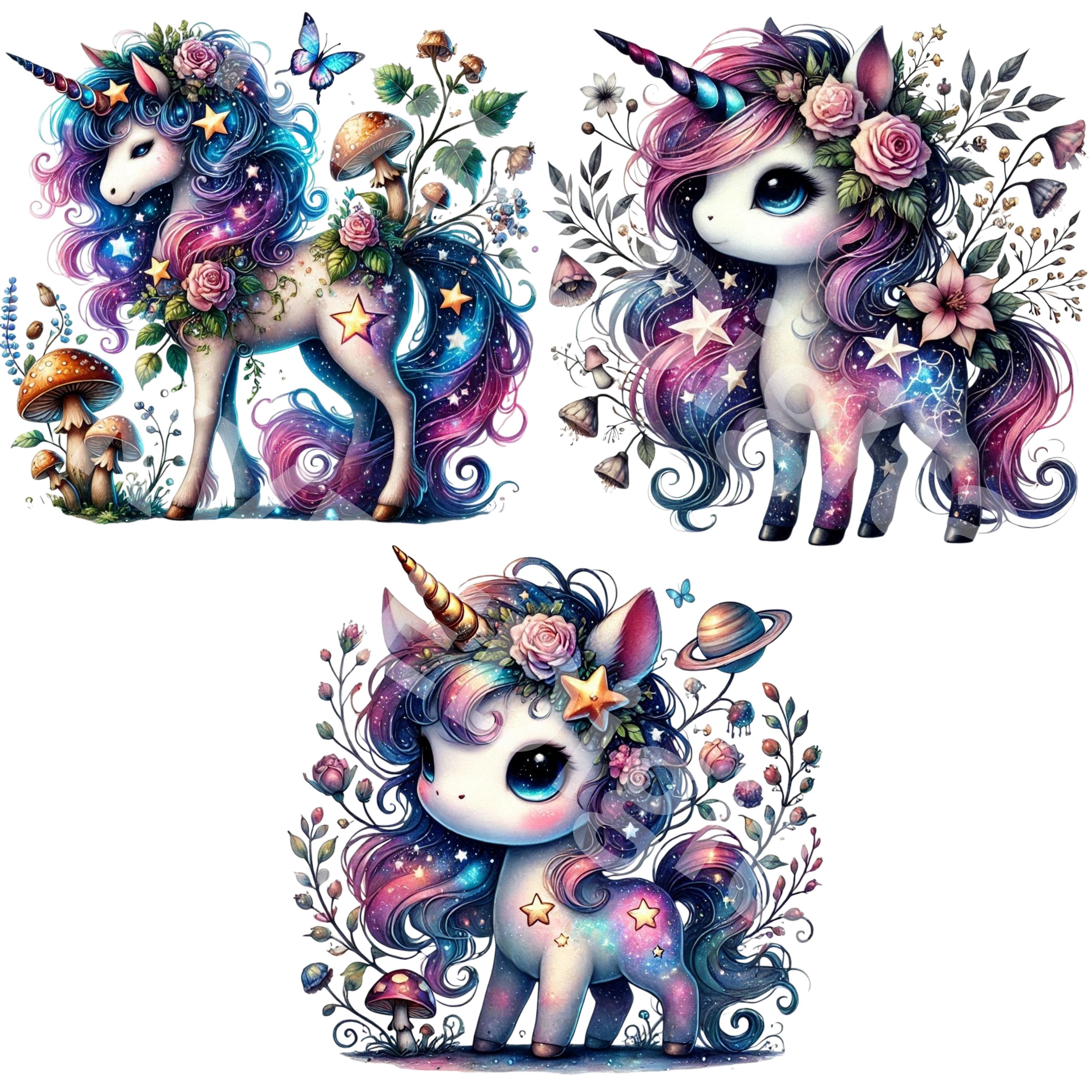 Cosmic Nature Unicorn Galactic Vibe Clipart Bundle, 22 PNG Cute ...