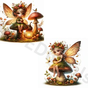 Woodland Fairy Enchanting Pixie Forest Clipart, 18 JPEG Cute Autumn ...