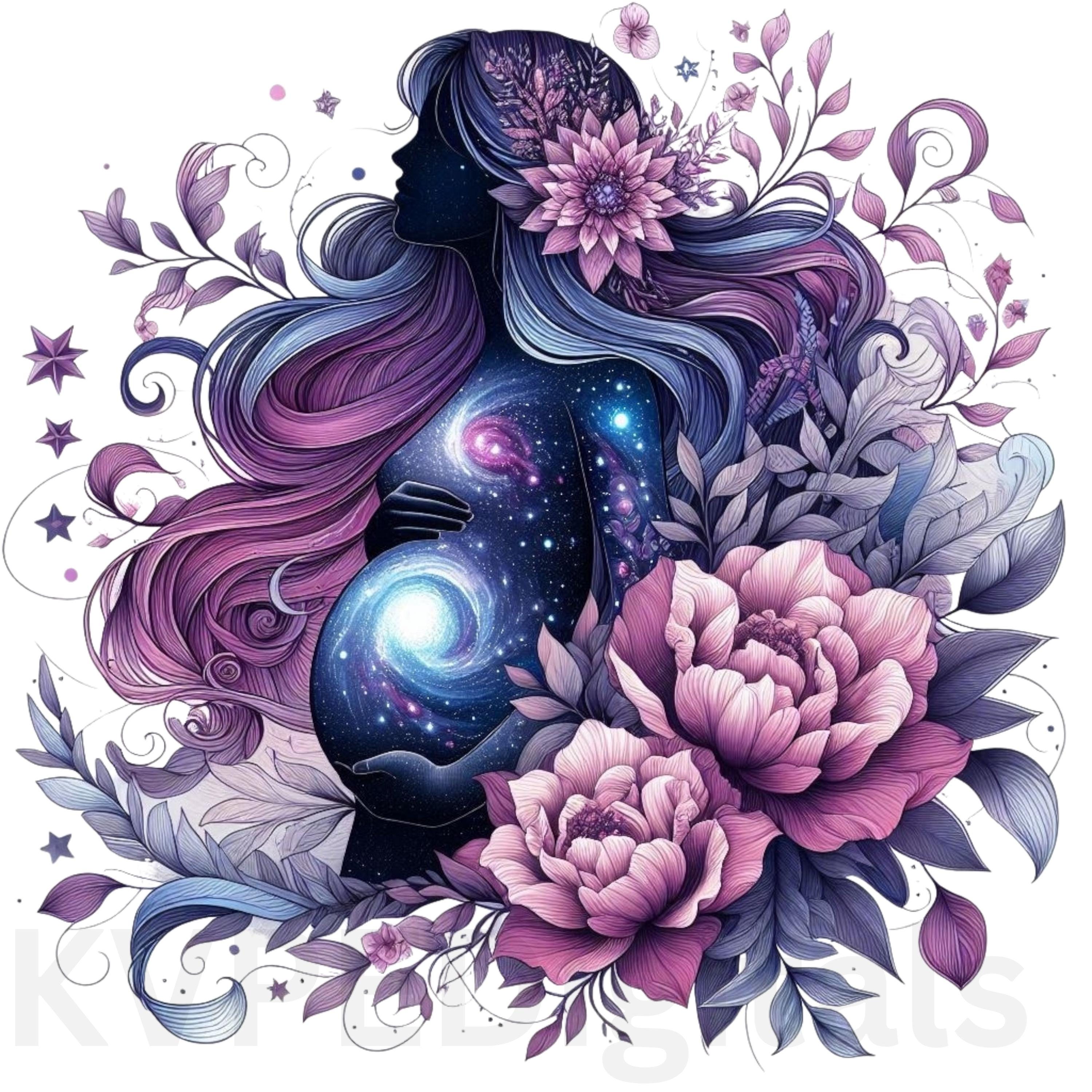 Pregnant Woman Clipart, 10 PNG Expecting Mother, Pregnancy Printables ...