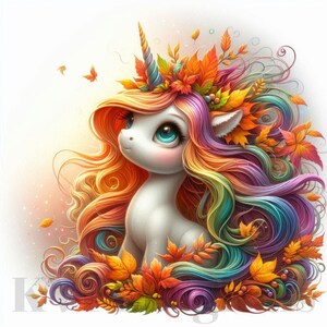 Autumn Harvest Unicorn Clipart, 37 Enchanting Jpgs, Vibrant Fall Colors ...